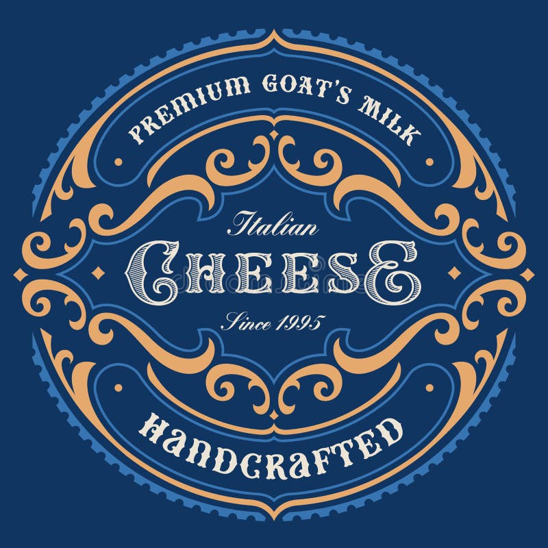 A Vintage Round Cheese Label Stock Vector - Illustration of branding ...