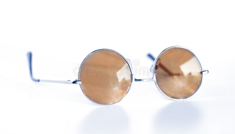 Vintage Round Sunglasses on White Stock Photo - Image of glass ...