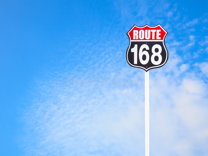 Vintage Route 168 Road Sign and Blue Sky Stock Illustration ...