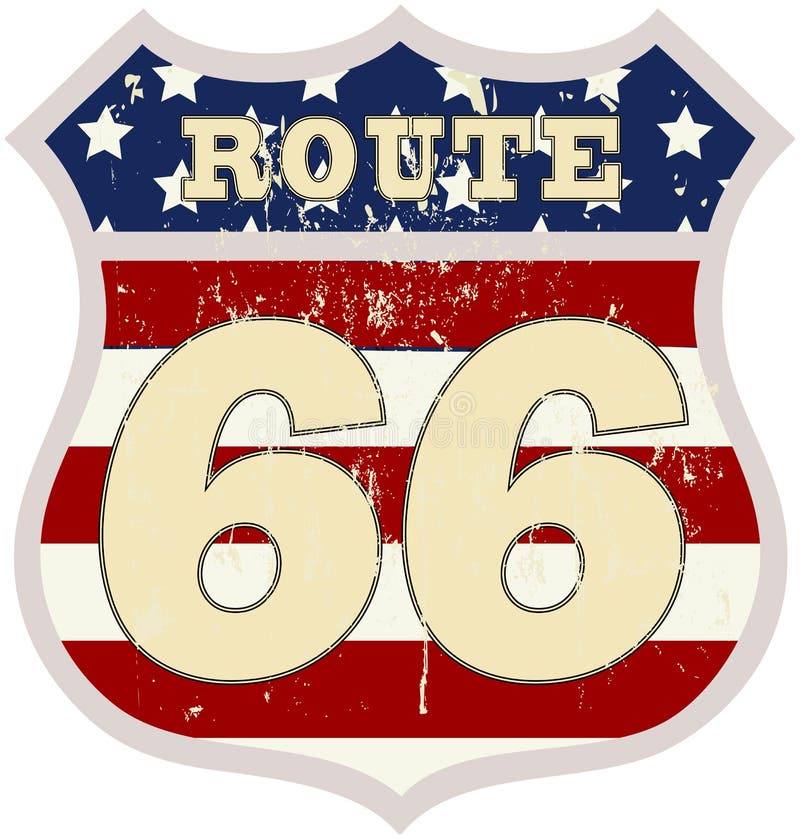 Vintage route 66 road sign stock vector. Illustration of route - 43484944