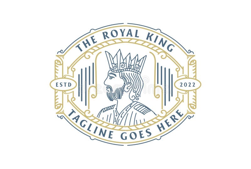 Vintage Royal King Crown Badge Emblem Label Logo Design Vector Stock ...
