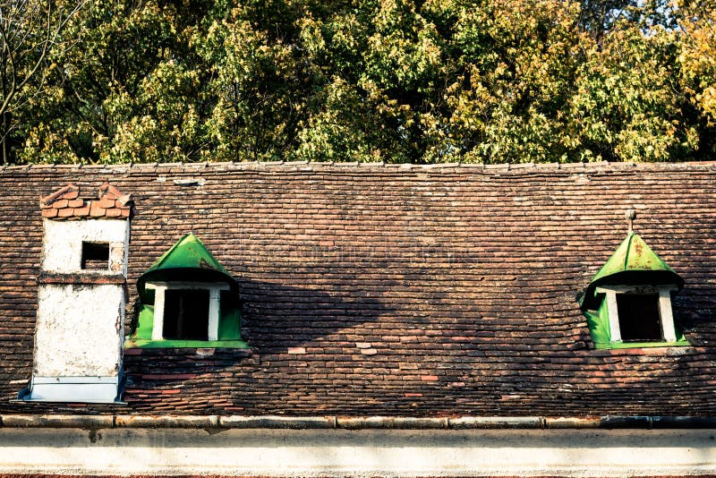 Old rooftop with gables stock image. Image of autumn - 103199457
