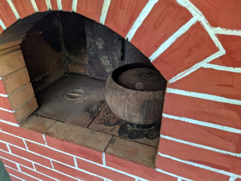 Vintage Russian Red Brick Stove. Stock Photo - Image of culture, stove ...