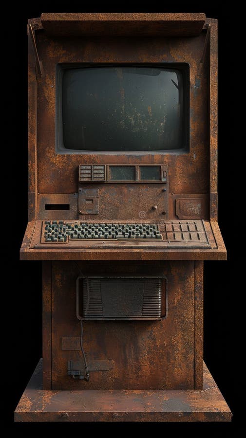 Vintage Rusted Computer Terminal with Keyboard and Screen Stock Image ...