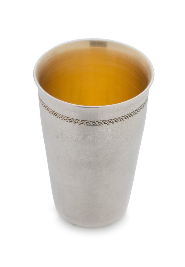 Vintage Rusted Silverware, Old Decorated Metal Cup Isolated on a White ...