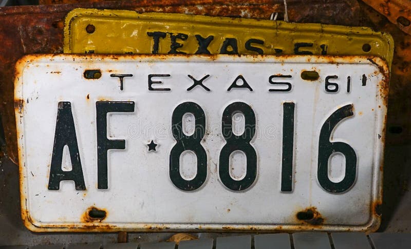Vintage Rusted Texas 1961 License Plate Editorial Stock Photo - Image ...