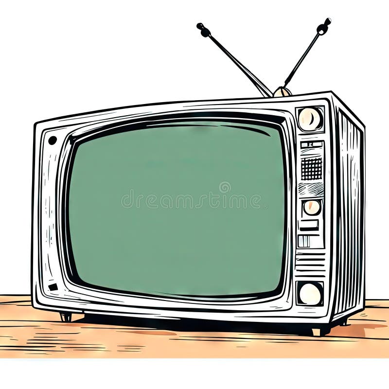 Vintage Rustic Background with an Old Cartoon TV in the Style of a ...