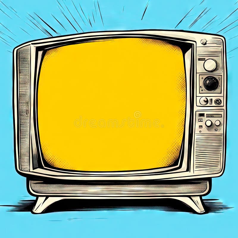 Vintage Rustic Background with an Old Cartoon TV in the Style of a ...