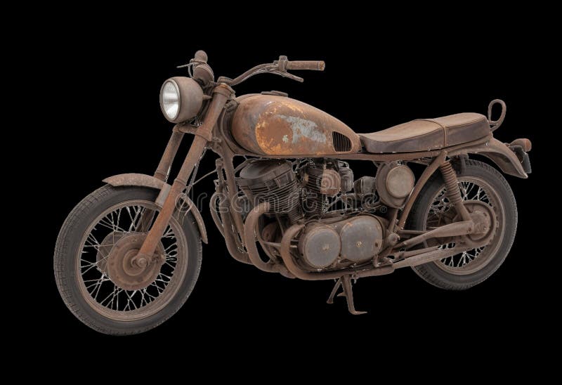 Vintage Rustic Motorcycle on Transparent Background Stock Photo - Image ...