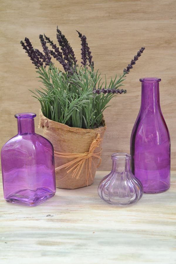 Vintage Rustic Packaging with Purple Lavender and Purple Bottle for ...
