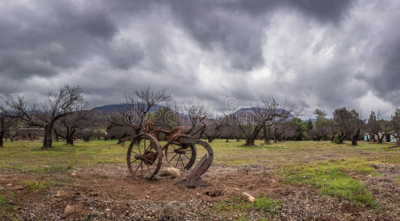 Panoramic Winter Scene on Western Ranch Stock Image - Image of clouds ...