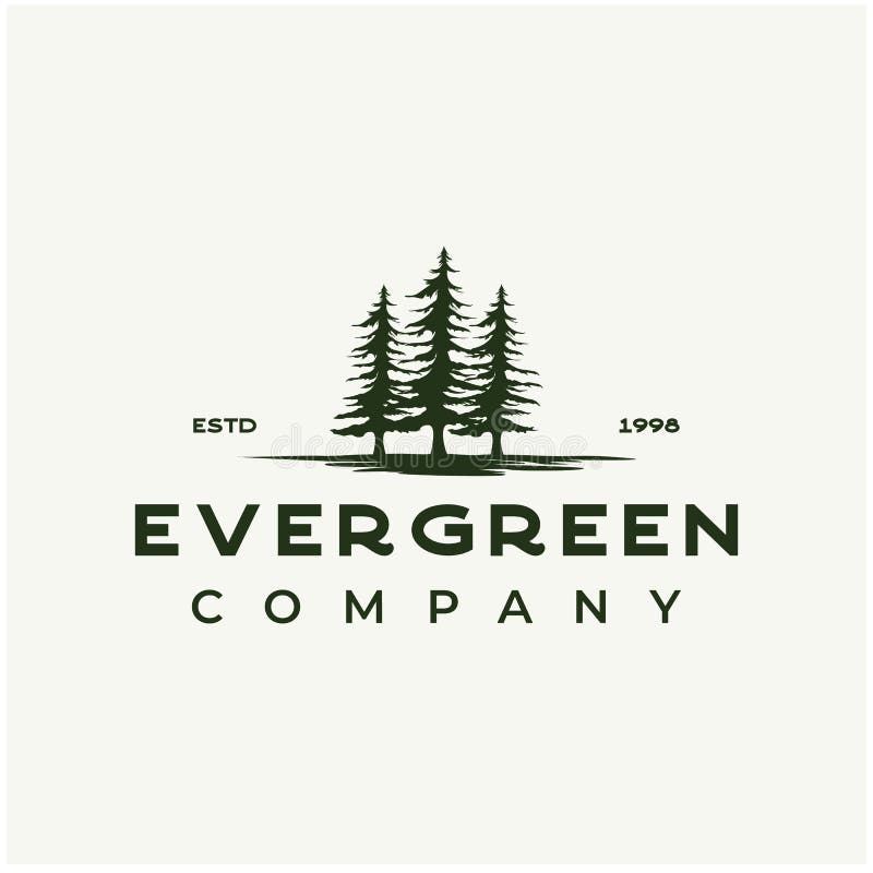 Vintage Rustic Retro Evergreen, Pines, Spruce, Cedar Trees Logo Design ...