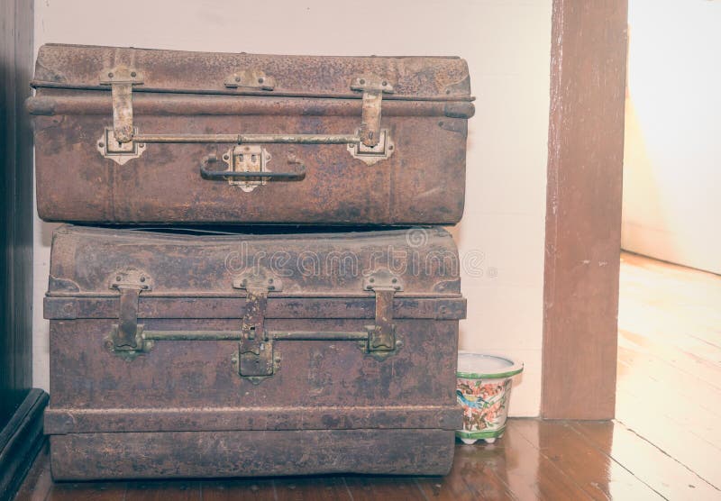 Vintage Rustic Suitcase stock photo. Image of journey - 74144930