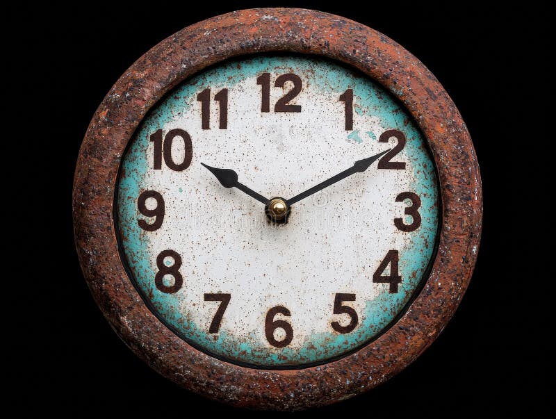 Vintage Rustic Wall Clock with Distressed Metal Frame Stock ...