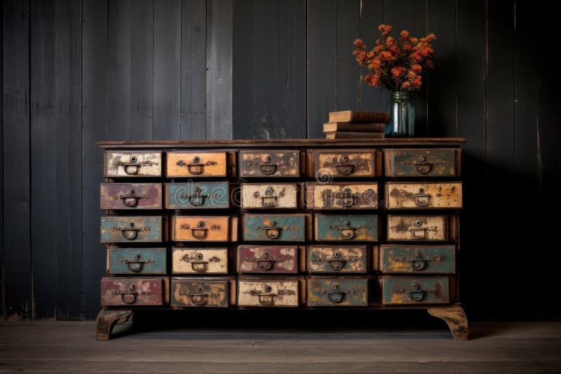 Vintage Rustic Wooden of Drawers Stock Illustration - Illustration of ...