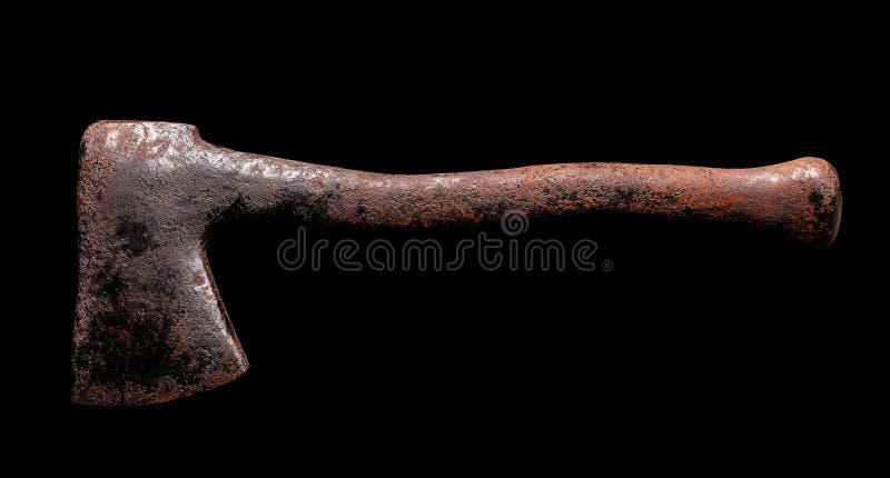 Vintage Rusty Axe Head Against Black Background Stock Illustration ...