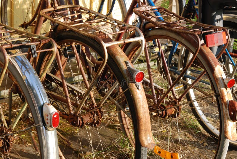 Vintage rusty bikes stock image. Image of bicycle, aged - 75489319