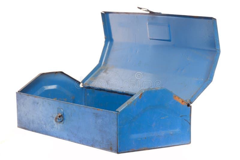 Vintage Rusty Blue Steel Tool Box Isolated Stock Image - Image of style ...