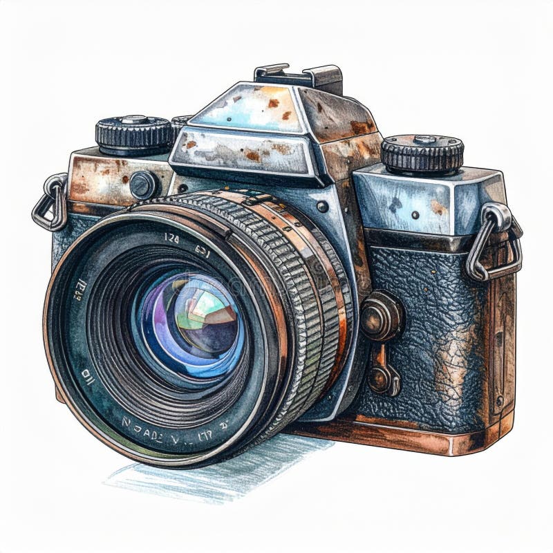 Vintage Rusty Camera Illustration Stock Illustration - Illustration of ...
