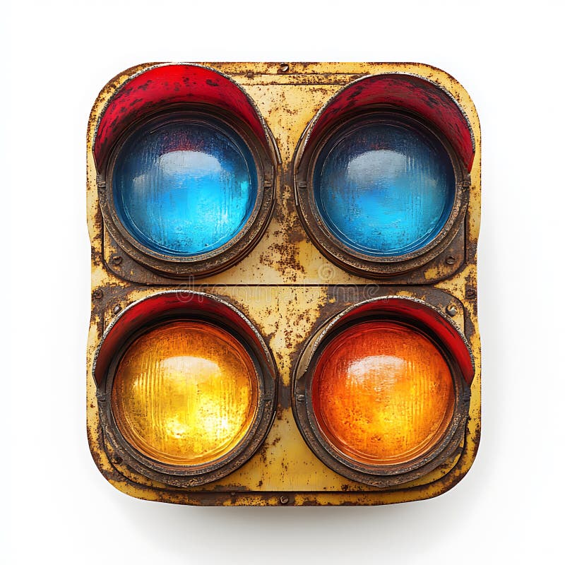 Vintage Rusty Four-light Traffic Signal Stock Illustration ...