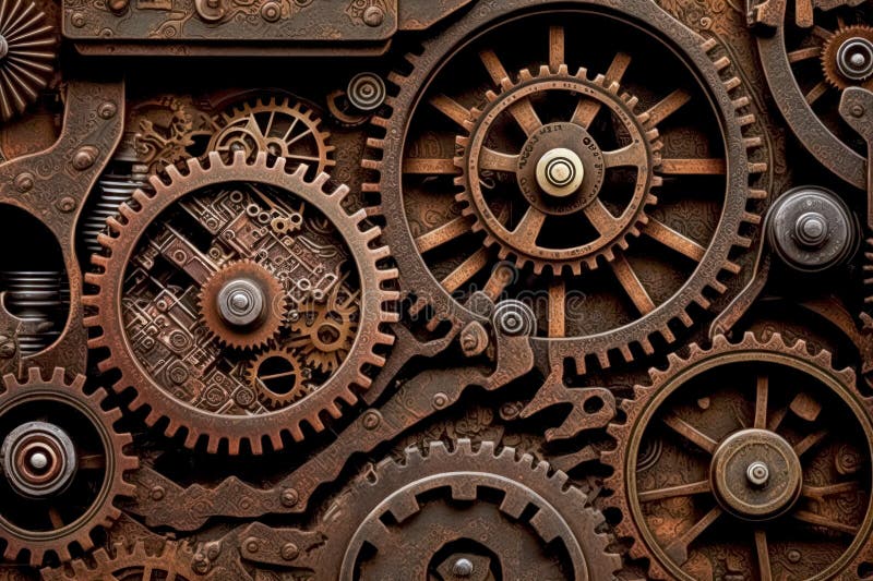 Vintage Rusty Machinery Gears Steampunk Background. Generative AI Stock ...