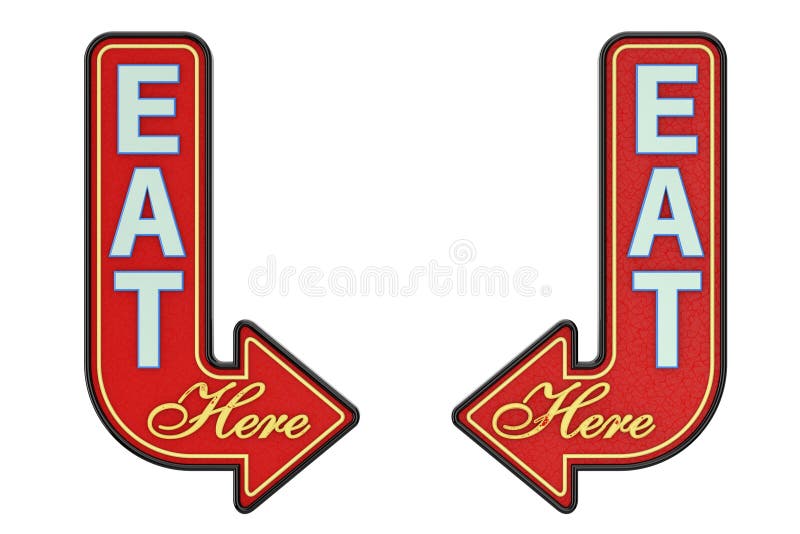 Diner Sign Retro Eat Here stock illustration. Illustration of grill ...