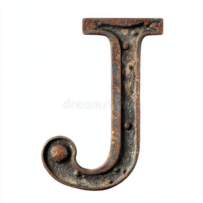 A Vintage, Rusty Metal Letter "J" with a Decorative Design Stock ...