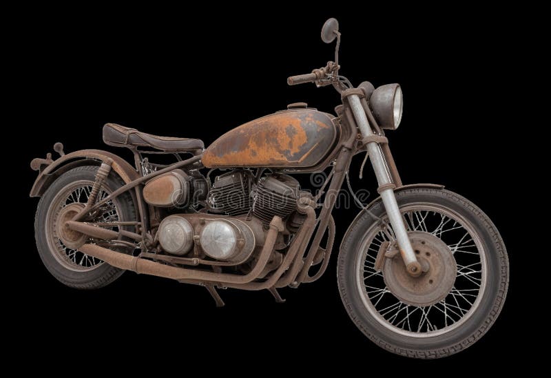 Vintage Rusty Motorcycle with Distressed Finish and Classic Design ...