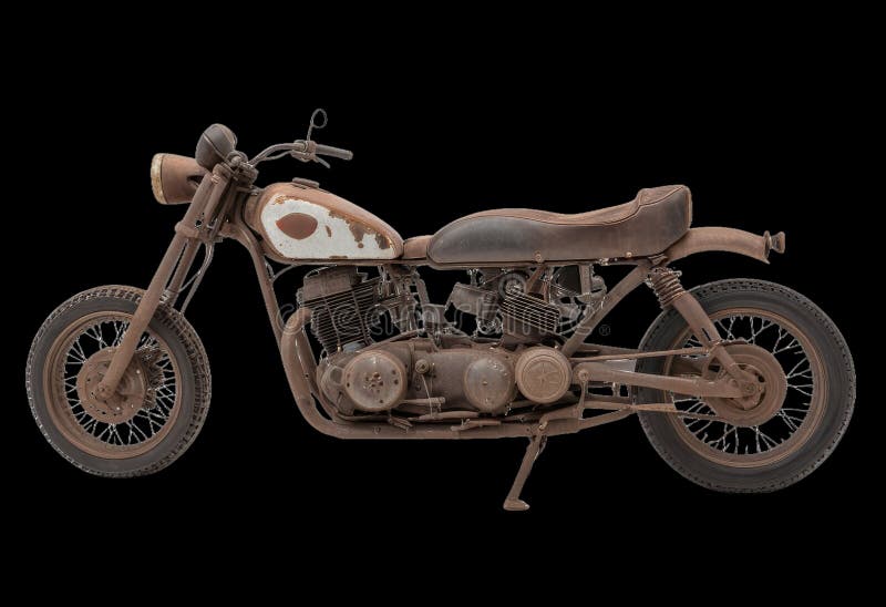 Vintage Rusty Motorcycle on Transparent Background Stock Illustration ...