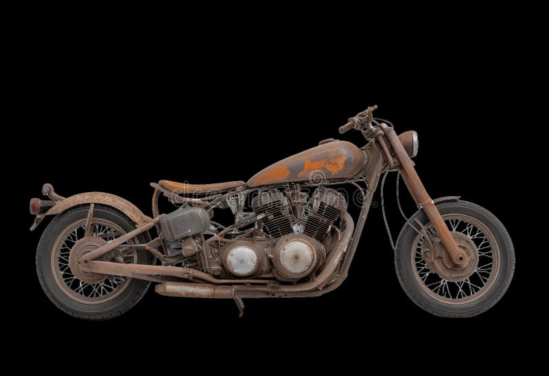 Vintage Rusty Motorcycle on Transparent Background Stock Photo ...