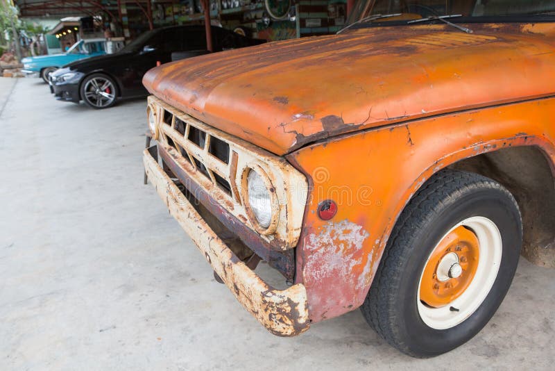 Vintage Rusty Red Truck Car Stock Image - Image of parked, garage ...