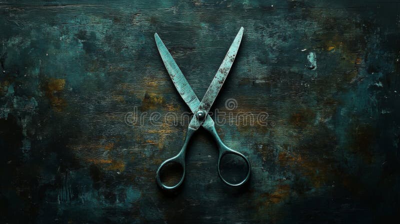 Vintage Rusty Scissors on Dark Textured Background Stock Illustration ...