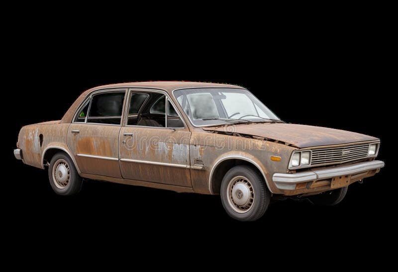Vintage Rusty Sedan Automobile on Transparent Background Stock Photo ...