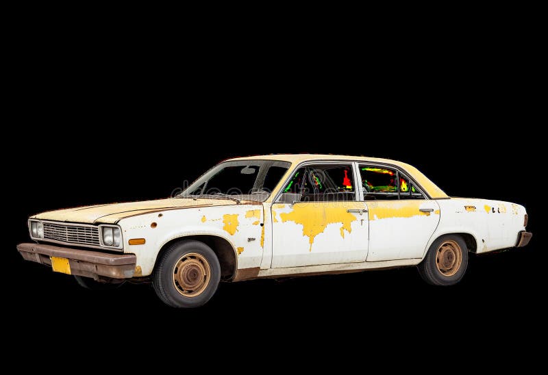 Vintage Rusty Sedan Car on Transparent Background Stock Image ...