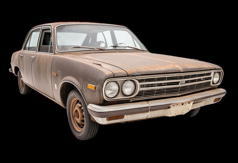 Vintage Rusty Sedan on Transparent Background Stock Photo ...