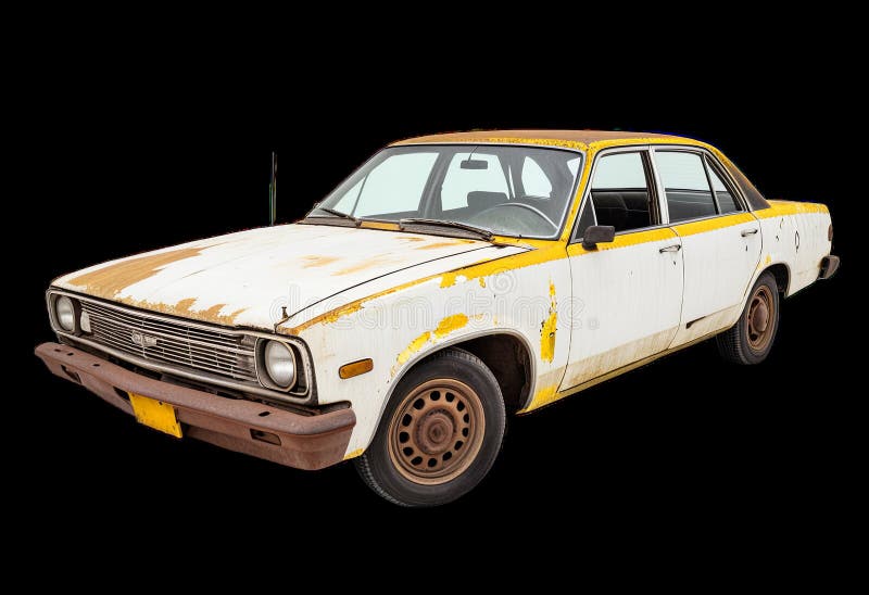 Vintage Rusty Taxi Car on Transparent Background Stock Photo - Image of ...