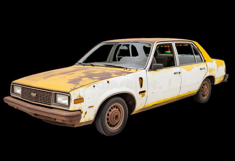 Vintage Rusty Yellow Taxi Cab on Transparent Background Stock Photo ...