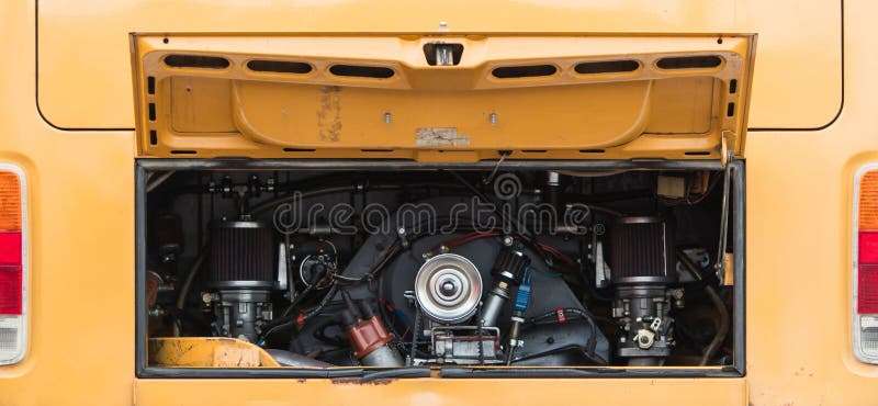 Vintage Rv Camper-van Engine Close-up Stock Photo - Image of auto ...