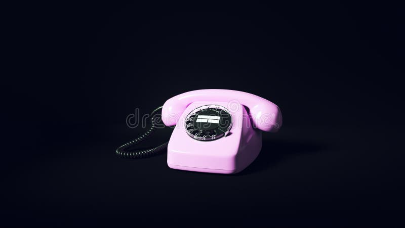 Vintage 80s Pink Telephone Rotary Dial Stock Illustration ...