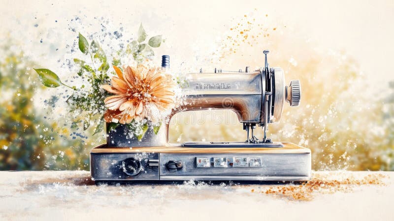 Vintage 1930s Sewing Machine in Rich Sepia Tone Setting Stock Photo ...