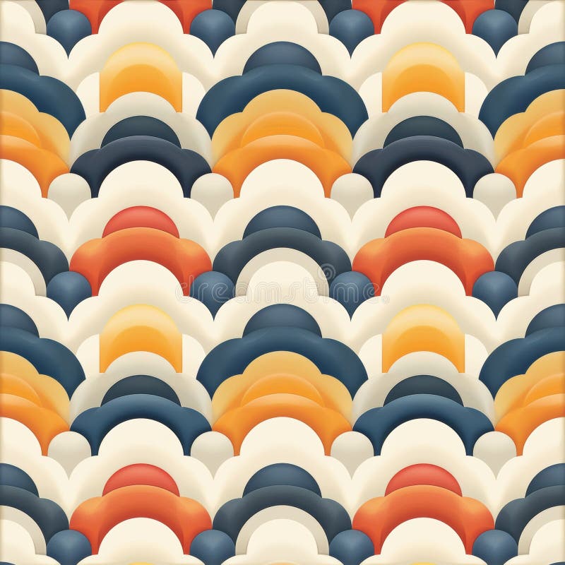 Vintage S-Shaped Pattern in Blue, Orange, and Red Stock Illustration ...