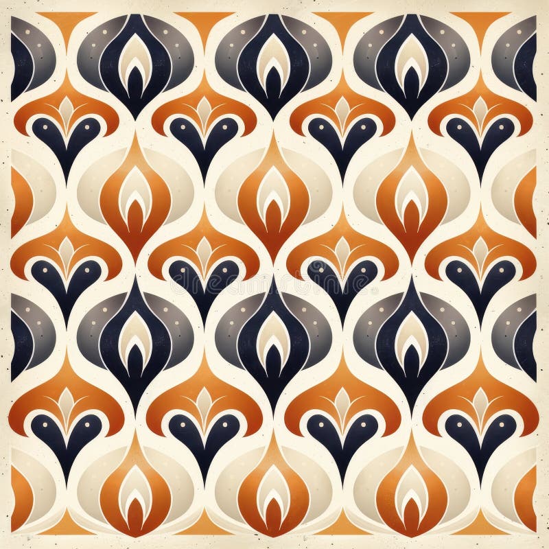 Vintage S-Shaped Pattern in Orange, Grey, and Blue Stock Illustration ...