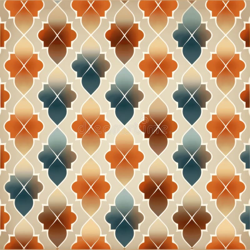 Vintage S-Shaped Pattern in Teal, Orange, and Beige Stock Illustration ...