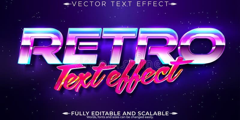 Vintage 80s Text Effect, Editable Retro Future and Cyber Space Text ...