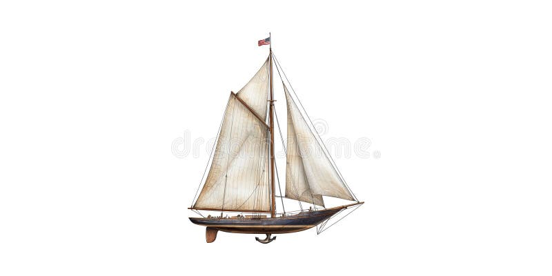 Vintage Sailing Ship with Flags Isolated on Transparent Background ...
