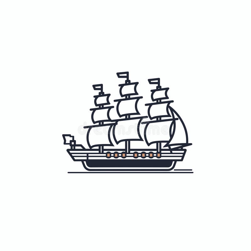 Vintage Sailing Ship Illustration in Simple Design Stock Vector ...