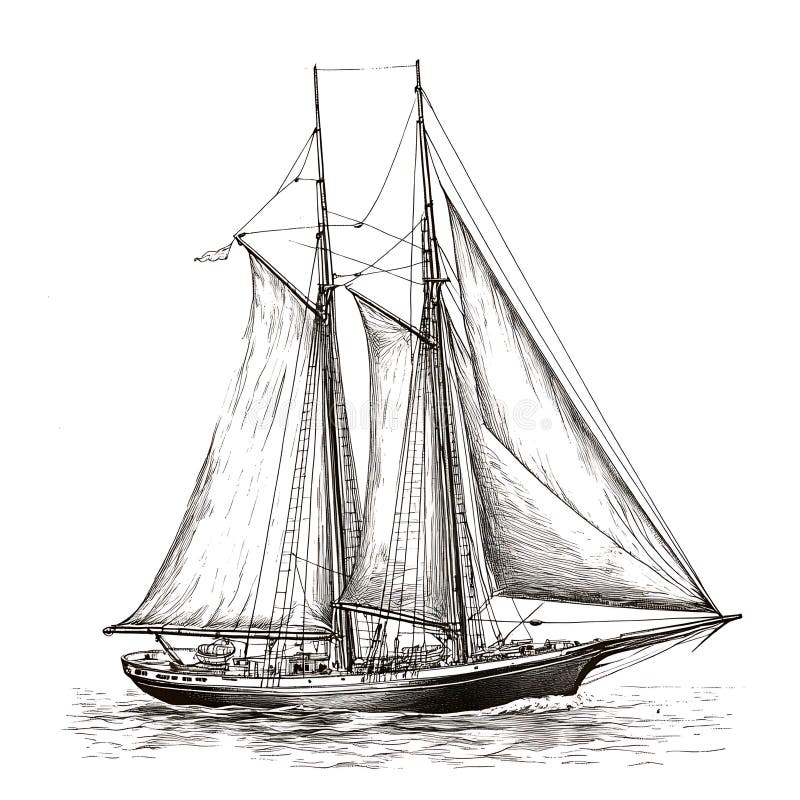 Vintage Sailing Ship Sketch Stock Illustration - Illustration of port ...