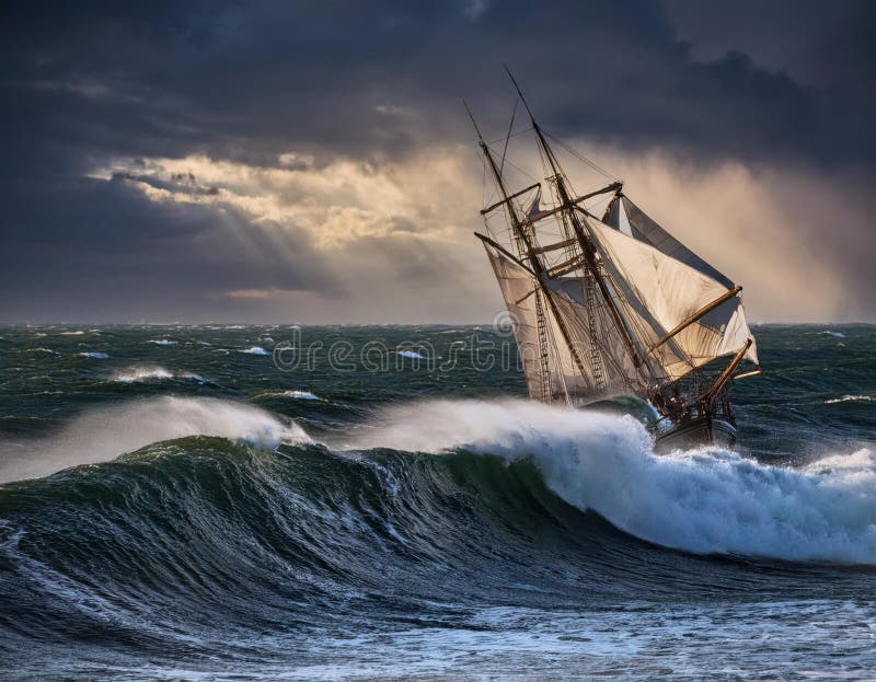 Historic Firefly Vessel Navigates Stormy Seas through Towering Waves in ...