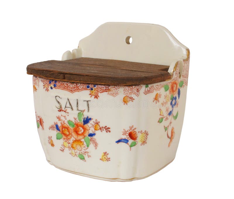 Vintage Salt Container Isolated Stock Photo - Image of kitchen, white ...