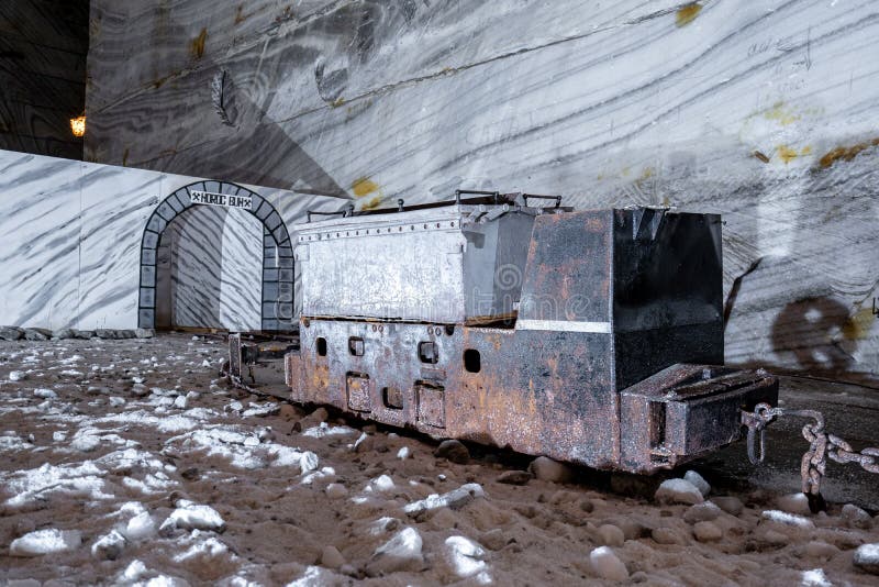 Vintage Salt Mine Equipment Inside Slanic Prahova Salt Mine Editorial ...